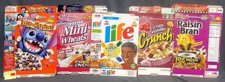 5- 2006 Empty Kellogg’s and Quaker Cereal Boxes Featuring Promotional ...