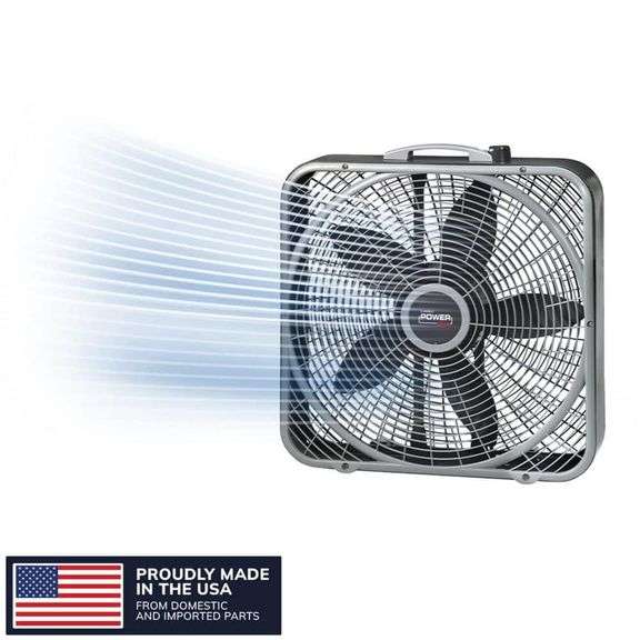 LASKO - Power Plus 20 in. 3 Speed Box Fan for Home in Gray with Weather ...