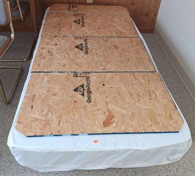 Twin Size Bed Frame & Boxspring with OSB Panels and Fabric Covering ...