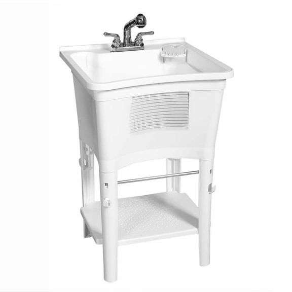 GLACIER BAY - 24.1 in. L x 24.1 in. W x 36.7 in. H Laundry Sink ...