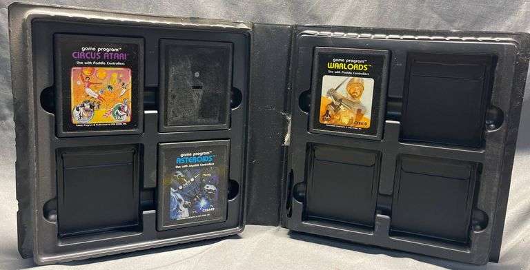 Atari Game Cartridges With Storage Case, Inc. Combat, Asteroids ...