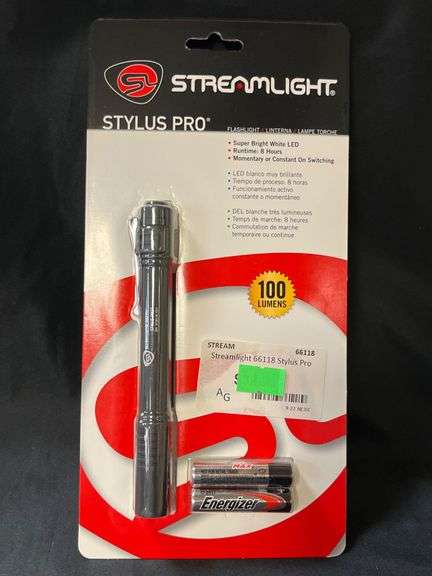 Streamlight 66118 Stylus Pro LED Flashlight with Batteries and Holster ...