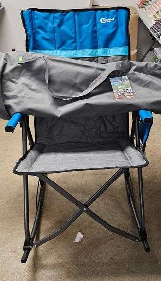 Portel Folding Rocking Chair with Carrying Bag, Blue and Gray - Metzger ...