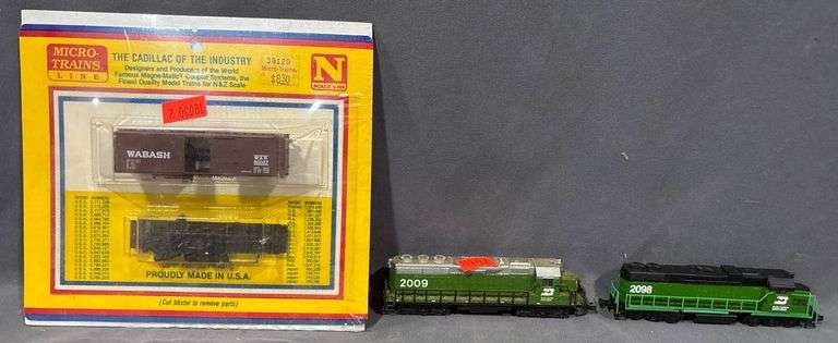Micro-Trains N Scale Wabash Freight Car and 2 Burlington Northern ...