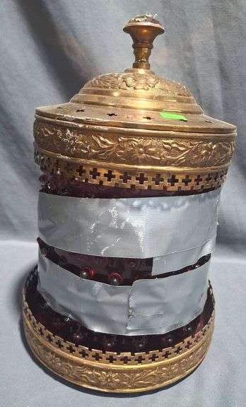 Brass Hanging Light Fixture with Red Glass Shade and Chain 8″x13 ...