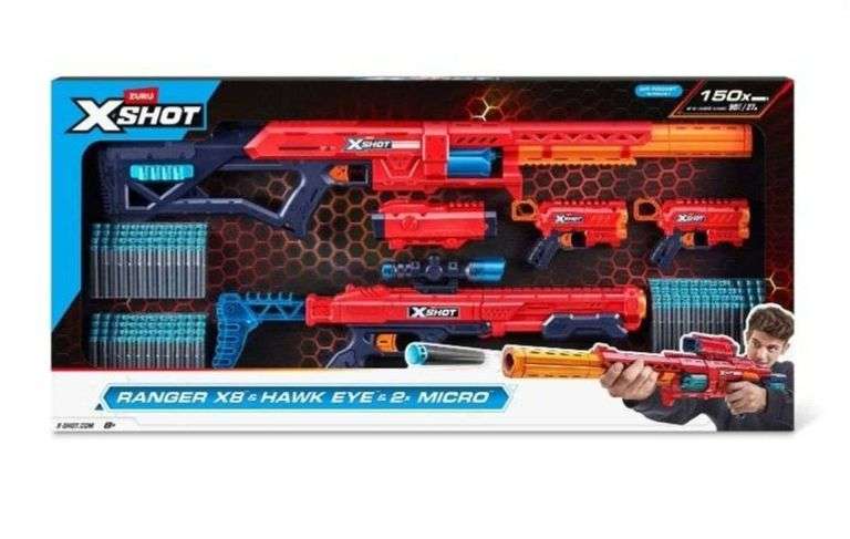 ZURU XSHOT Excel Ranger X8, Hawk Eye & Micro Blaster Combo Pack w/ 150 ...