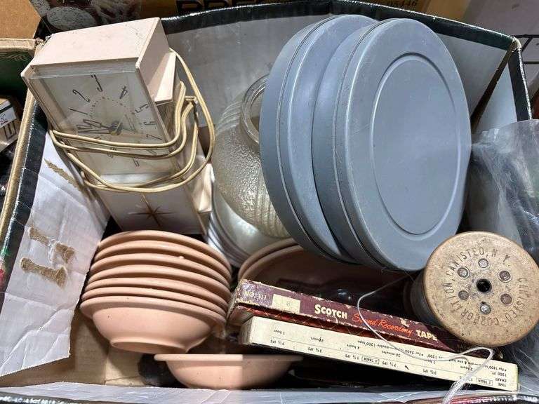 Dallas Ware Plates, Glass Dome Shade, Clock, and Spools - Metzger ...