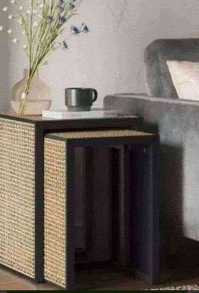 Threshold-brand nesting accent tables featuring black frames and ...