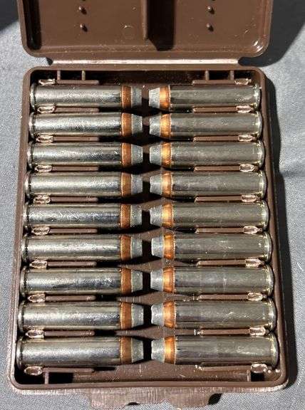 S & W Brown Plastic Ammunition Box, .357 Magnum Copper Jacketed HP ...