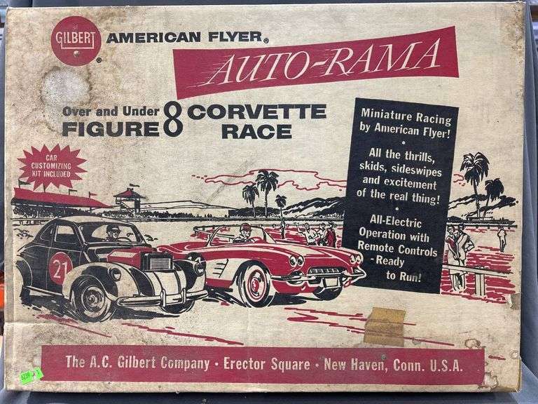 Gilbert American Flyer Auto-Rama Corvette Race Slot Car Set with Tracks ...