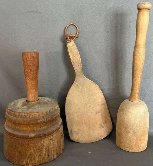 Butter Mold, Paddle, and Mallet with Carved Acorn Motif - Metzger ...