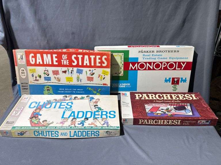 (4) Board Games: Chutes and Ladders, Monopoly, Game of the States ...