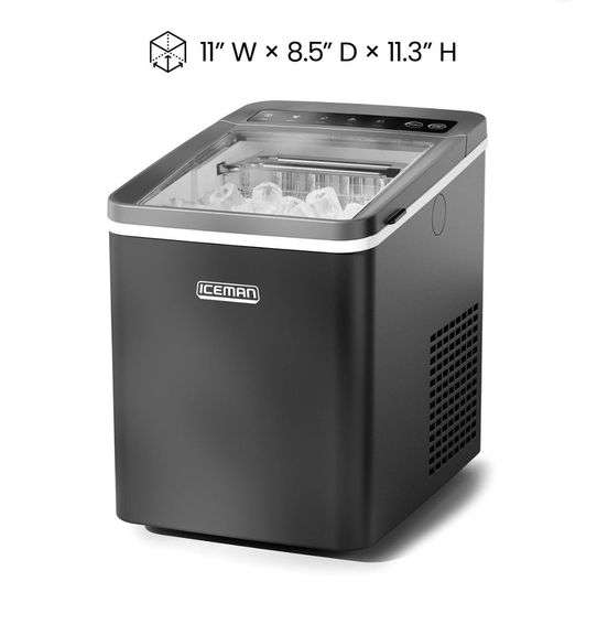 Compact Countertop Ice Machine by Iceman, Dual-Size Ice Cube Options ...