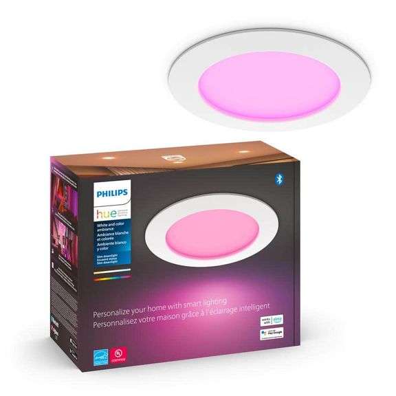 PHILIPS HUE - 5/6 in. Integrated LED White and Color Canless Ultra Thin ...