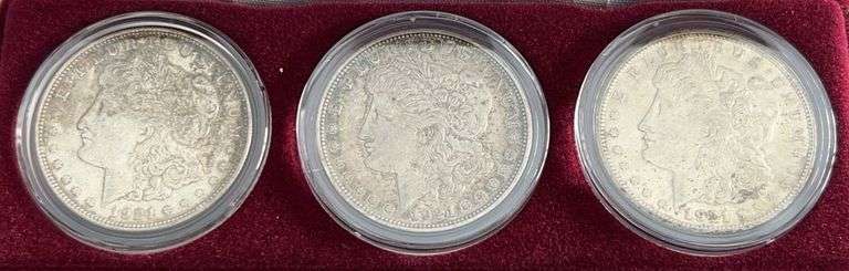 1921 P-D-S Morgan Silver Dollar Set With Case - Metzger Property ...