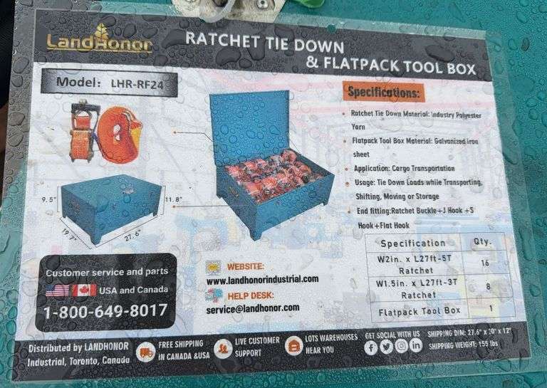 Ratchet Tie Down Kit With Tool Box Model: LHR-RF24 - Metzger Property ...