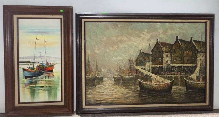 Framed Nautical Paintings of Boats and Harbor Scenes 31”-41” - Metzger ...