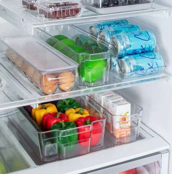 2 Clear Plastic Refrigerator Bins with Handles- 16” W x 6” D x 5” H ...