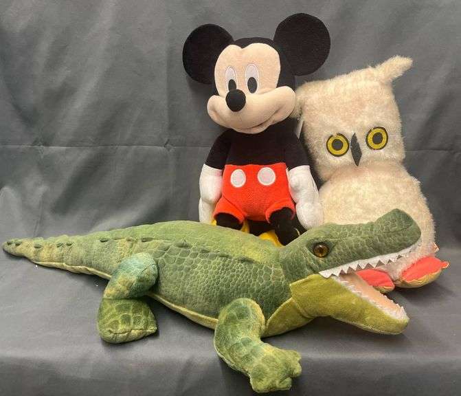3 Plush Toys: Disney Mickey Mouse, Genie Toys Owl, and Wild Republic ...