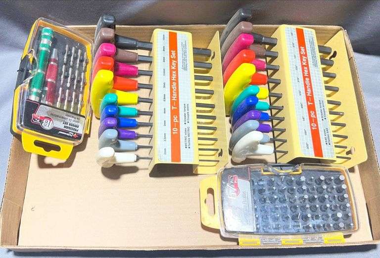 Precision Driver, Bit, and 2 T-Handle Hex Key Sets, 2.5” x 6” – 6.5” x ...