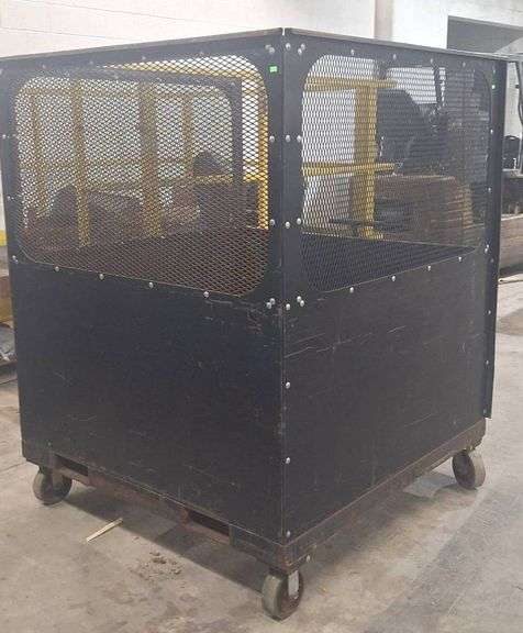 Heavy-Duty Steel Material Handling Cage with Mesh Panels and Caster ...