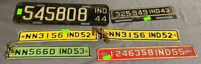 6 Indiana License Plates from 1943-1955 - Metzger Property Services, LLC