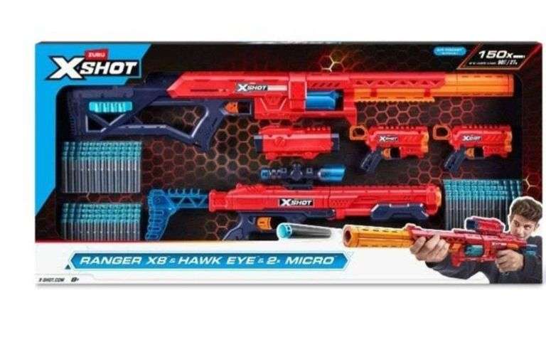 ZURU XSHOT Excel Ranger X8, Hawk Eye & Micro Blaster Combo Pack w/ 150 ...