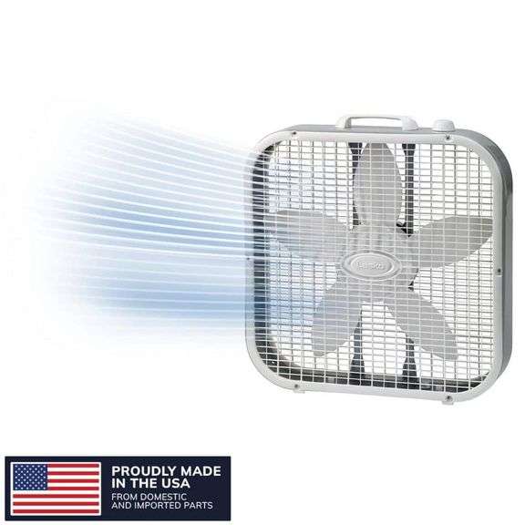LASKO - 20 in. 3 Speed Air Circulating Box Fan for Home in White with ...