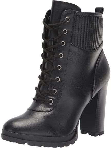 SEVEN DIALS $59 MSRP Womens Black Back Pull Tag Ribbed Lug Sole Hugo ...