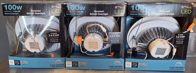 3 – Utilitech Pro 100W Recessed LED Retrofit Downlights (2 appeared to ...