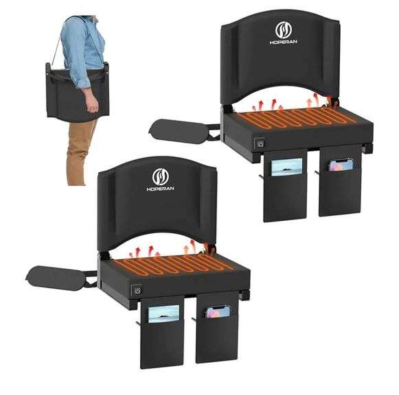 2 pack HOPERAN Heated Stadium Seats for Bleachers with Back Support, 3 ...