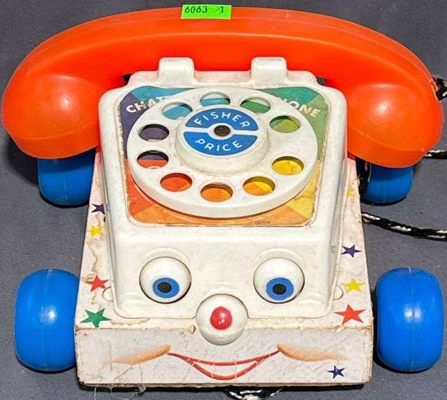 Fisher-Price Pull Toy Rotary Dial Telephone with Plastic Wheels and ...