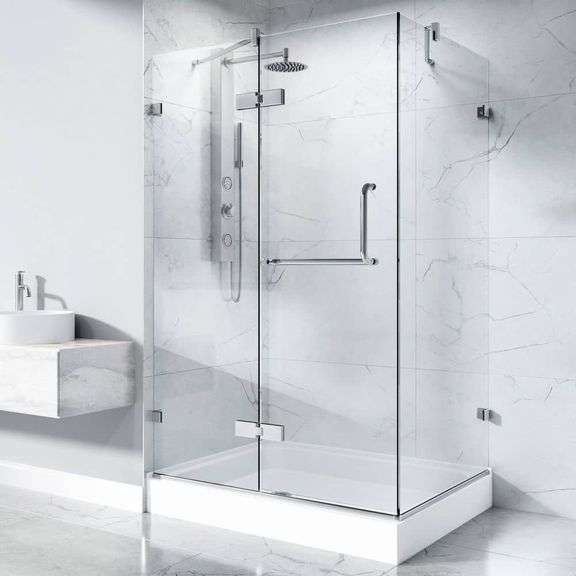 VIGO - Monteray 32 in. L x 48 in. W x 79 in. H Frameless Pivot ...