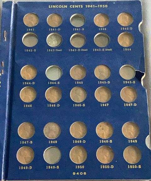 1941-1950 Lincoln Cents Book (cover and back missing) - Metzger ...