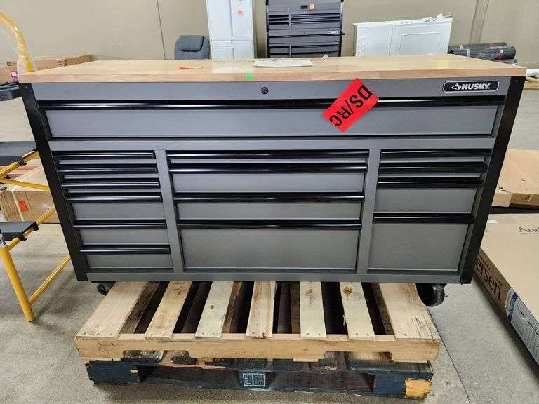 Husky Heavy Duty 61 in. W x 23 in. D 15-Drawer Matte Gray Mobile ...