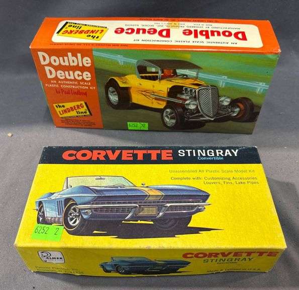 Lindberg Corvette Stingray and Double Deuce Plastic Model Kits ...