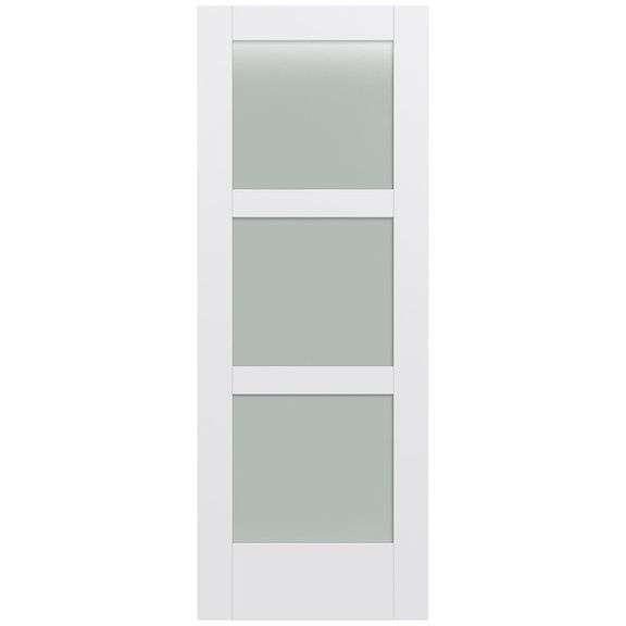 JELD-WEN - 30 in. x 80 in.Primed 3-panel Frosted glass Smooth Solid ...