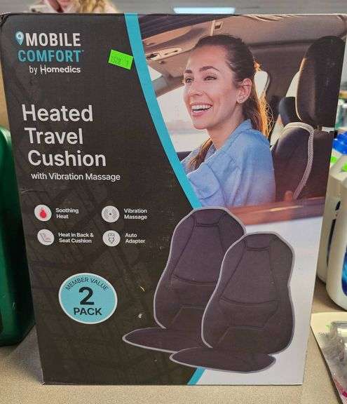 Mobile Comfort by HoMedics Heated Travel Cushion with Vibration Massage ...