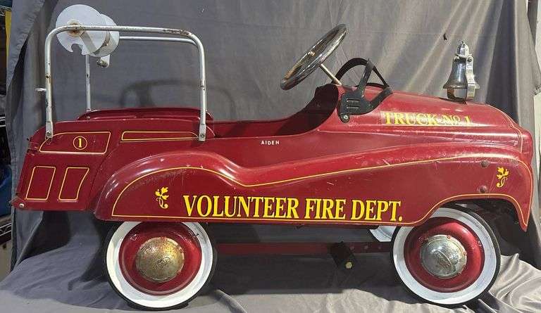 Gearbox Pedal Car Fire Truck, Volunteer Fire Dept., 38” Long - Metzger ...