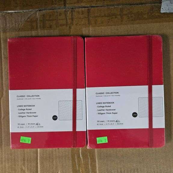 2 Red Hardcover Lined Notebooks with Elastic Closure - Metzger Property ...