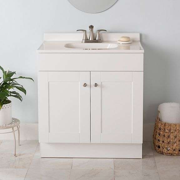 PROJECT SOURCE - Dover 30-in True White Single Sink Bathroom Vanity ...