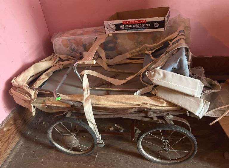 Metal Frame Baby Carriage with Canvas Sides and Accessories - Metzger ...