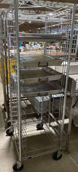 Metal Storage Rack on Casters with Shelves and Baking Trays 21”x26”x67 ...