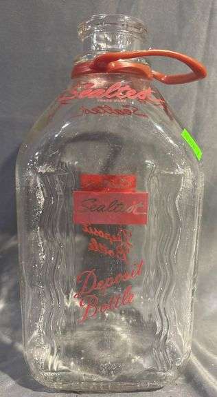 Sealtest Deposit Bottle - Glass Dairy Bottle with Red Handle, 10 ...