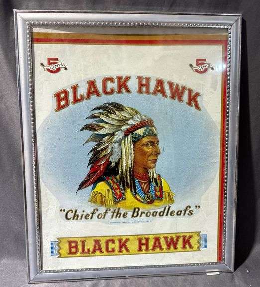 Framed Black Hawk “Chief of the Broadleafs” Advertising Print with ...