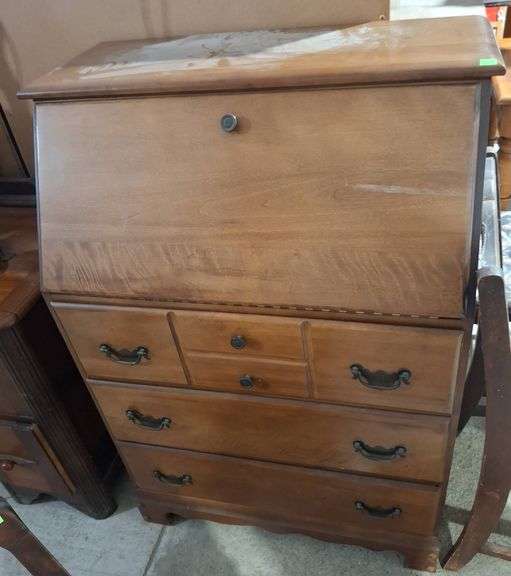 Drop-Front Secretary Desk with 3 Drawers and Brass Pulls 29″x10″x40 ...