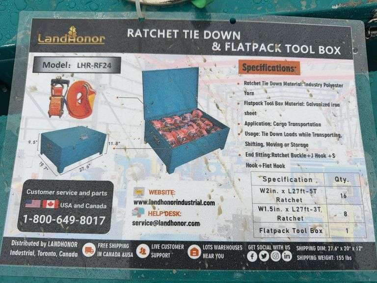 Ratchet Tie Down Kit With Tool Box Model: LHR-RF24 - Metzger Property ...
