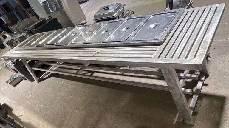 Metal Buffet Table with 10 Built-In Chafing Dish Holders, 36.5”x 34.5”x ...