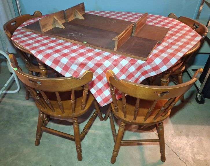 Tell City Dining Table 58x41 with 4 Chairs and 2 Leaves - Metzger ...