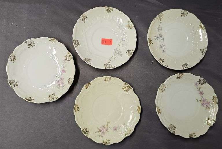 5 - Welmar Germany Porcelain Saucers 4.5" - Metzger Property Services, LLC